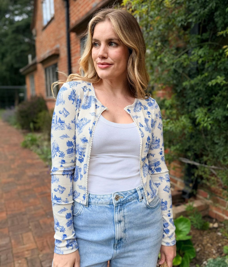 Ceramic Print Ribbed Cardigan – Highstreet Outlet UK