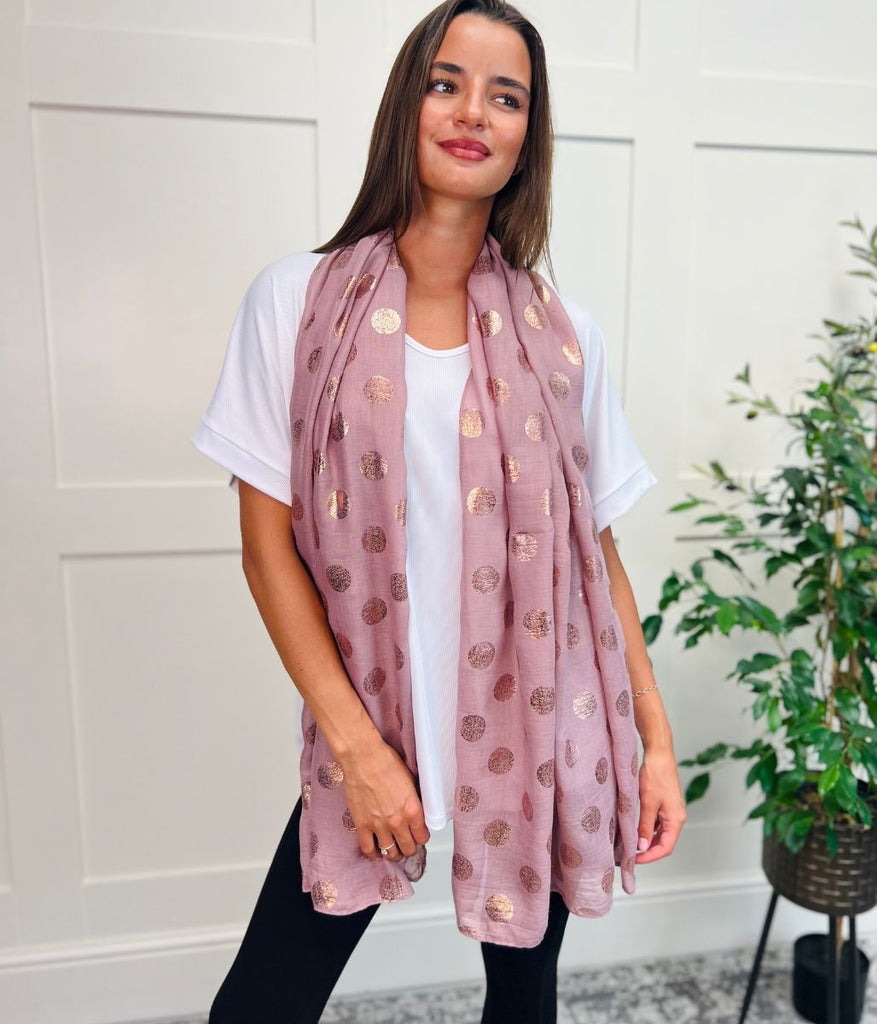 Pink Rose Gold Spot Print Scarf – Highstreet Outlet UK