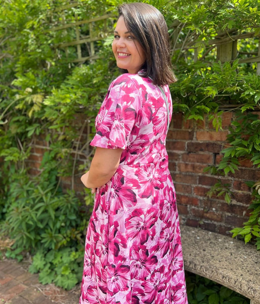 Pink Floral Kate Midi Dress – Highstreet Outlet UK