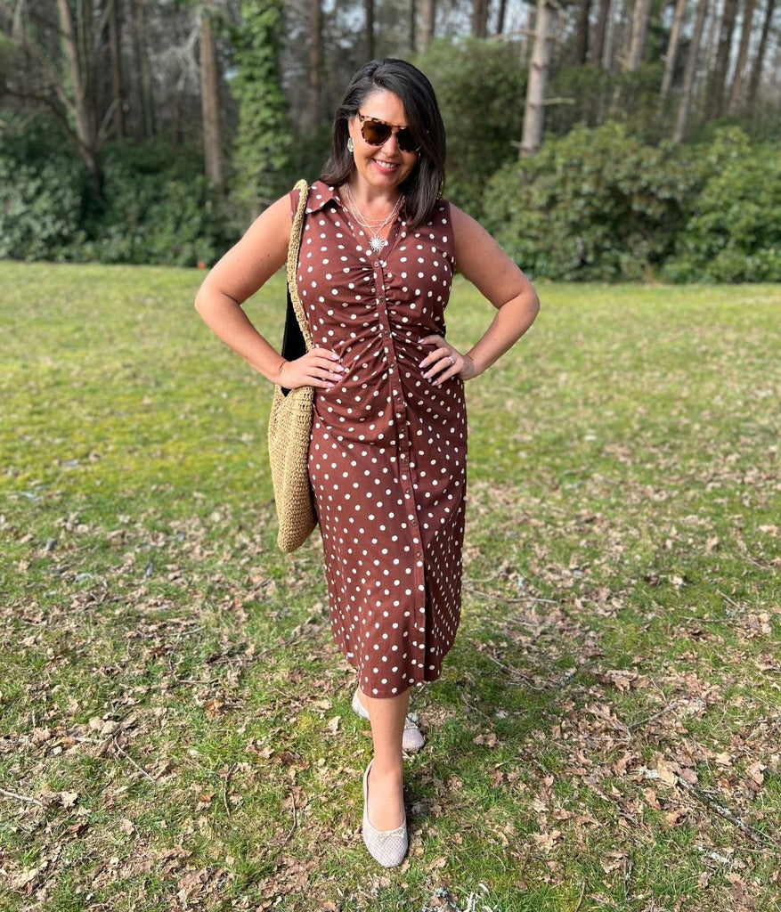 Paris Spot Sleeveless Midi Dress – Highstreet Outlet UK