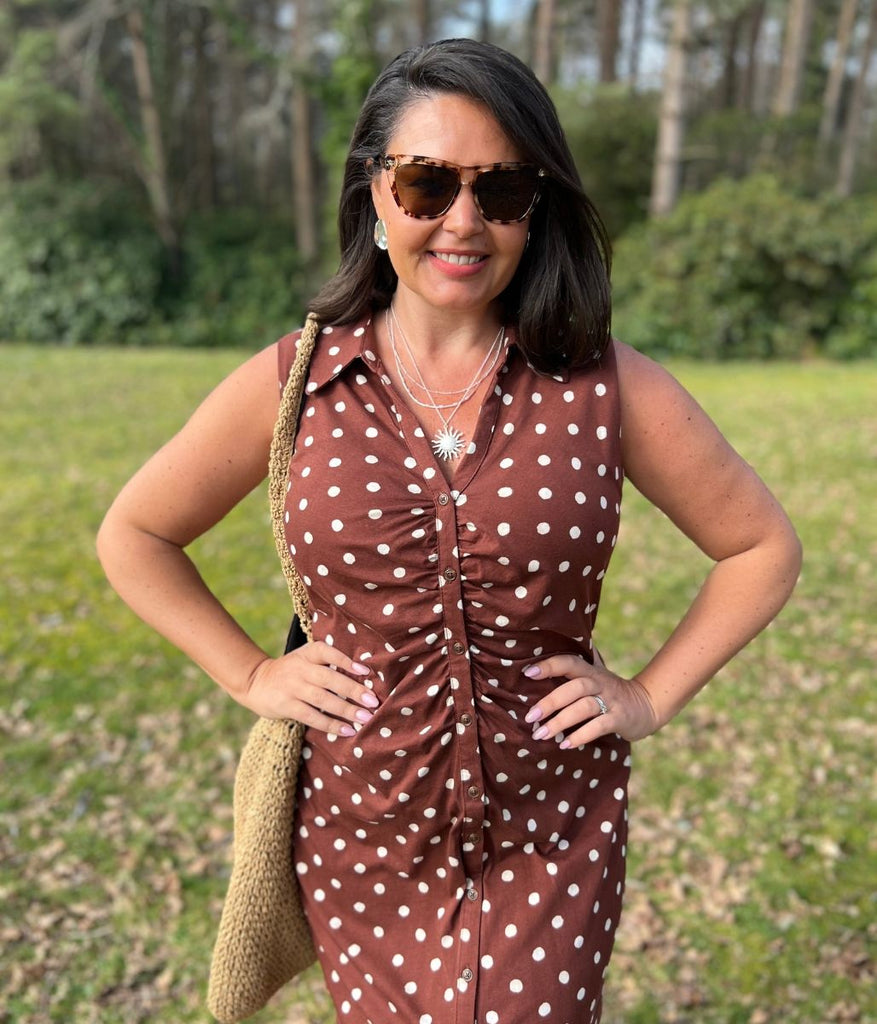 Paris Spot Sleeveless Midi Dress – Highstreet Outlet UK