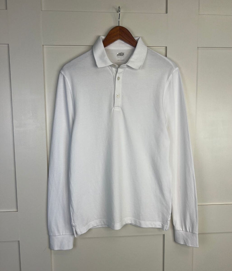 White Mens Cotton Long Sleeve Polo Top – Highstreet Outlet UK