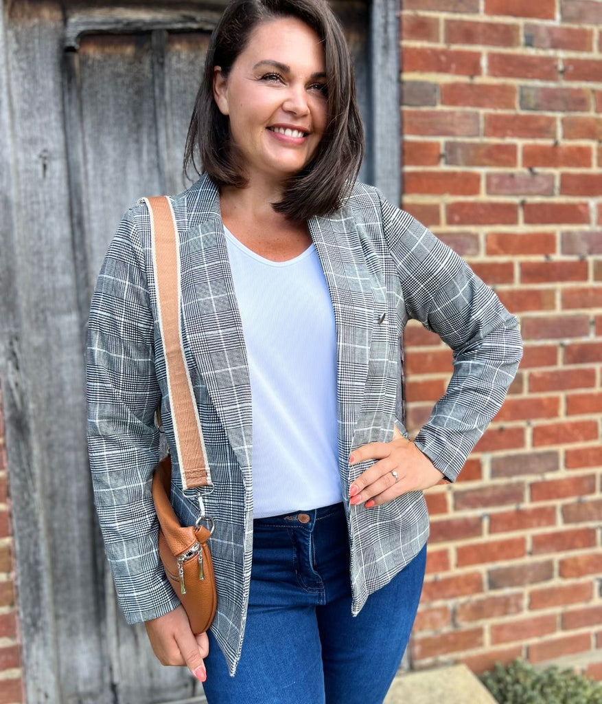 Black & White Check Blazer – Highstreet Outlet UK
