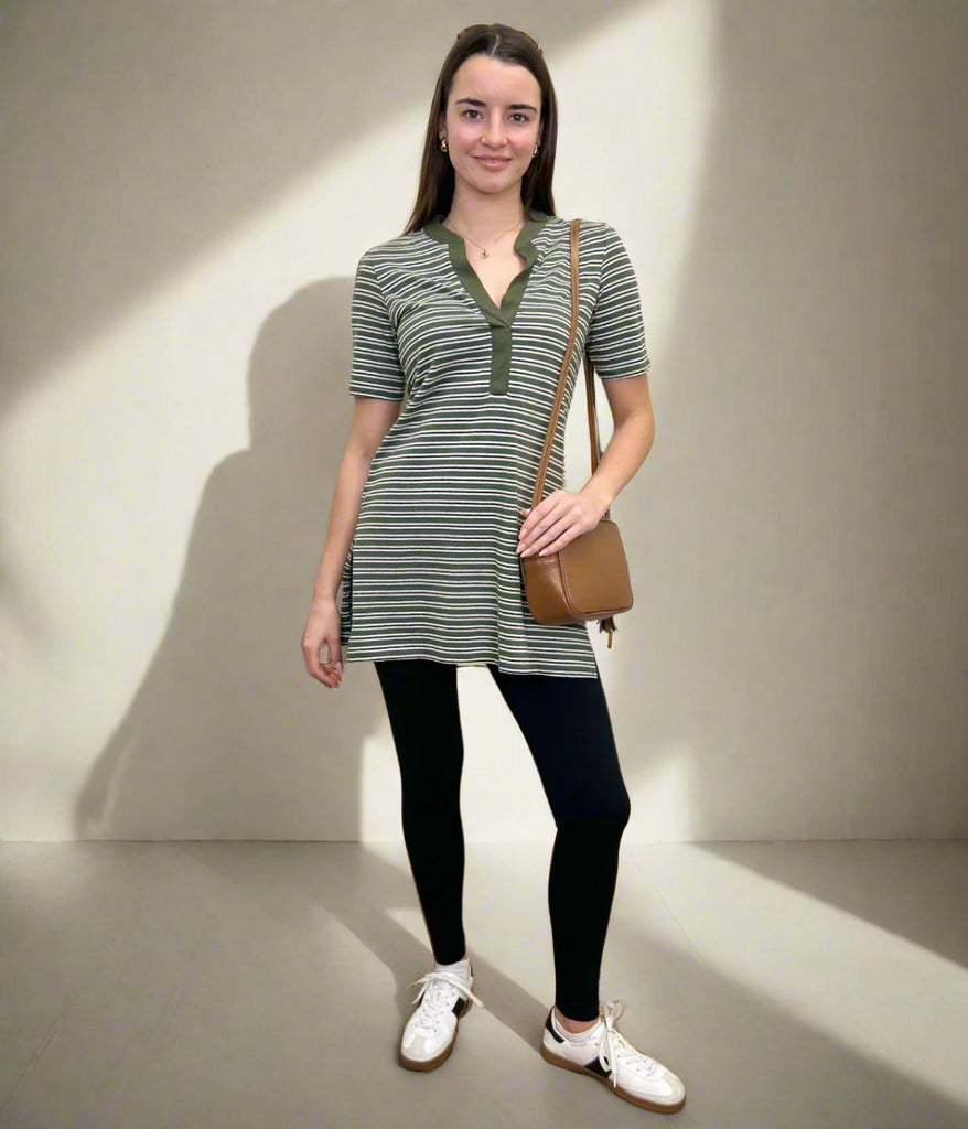 Green Metallic Stripe Tunic Top – Highstreet Outlet UK