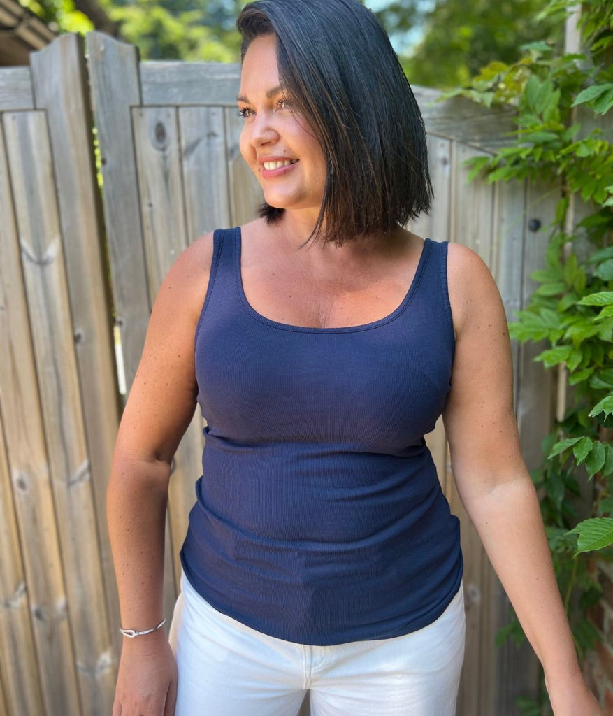 Navy Cotton Rich Secret Support Vest Top – Highstreet Outlet UK