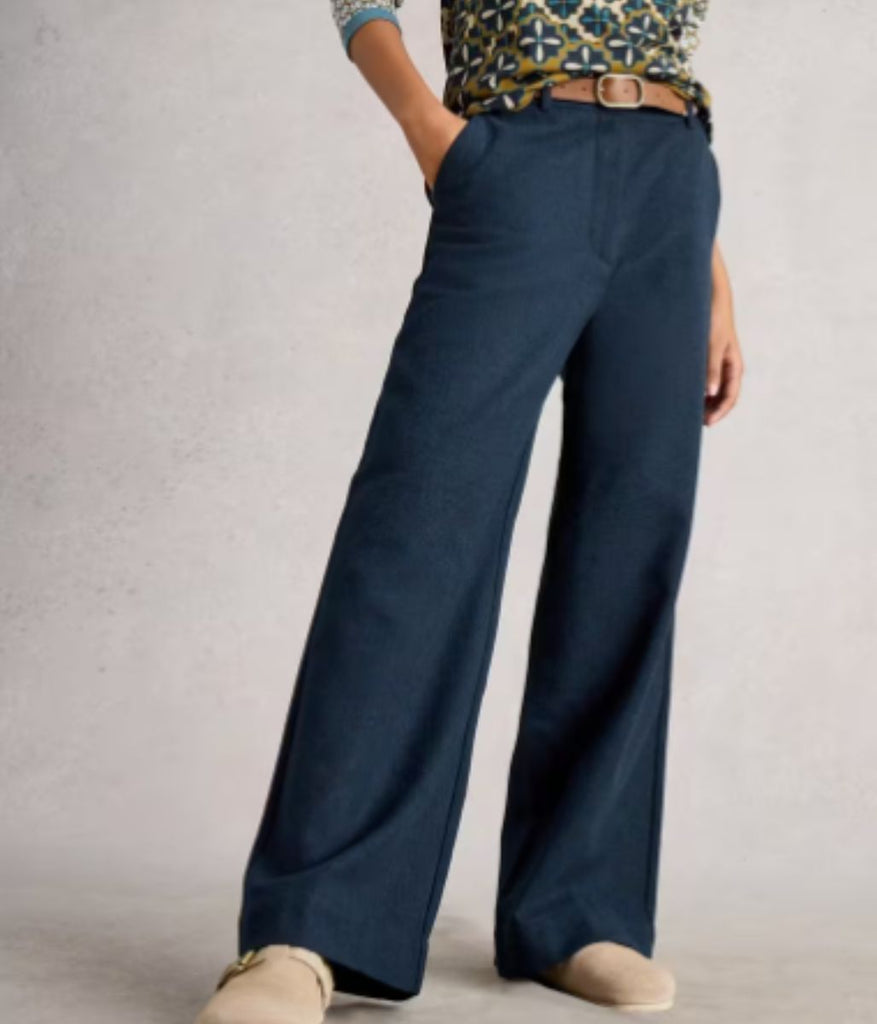 Navy Belle Tweedy Wide Leg Trousers – Highstreet Outlet UK