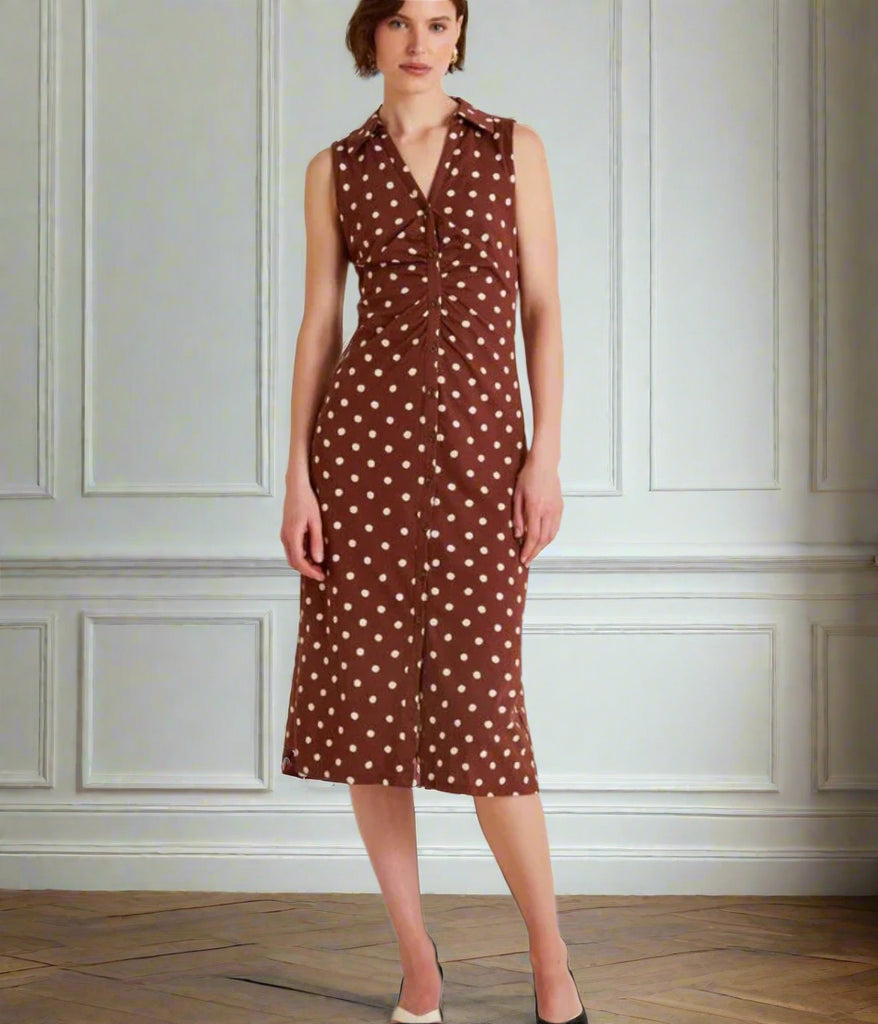 Paris Spot Sleeveless Midi Dress – Highstreet Outlet UK