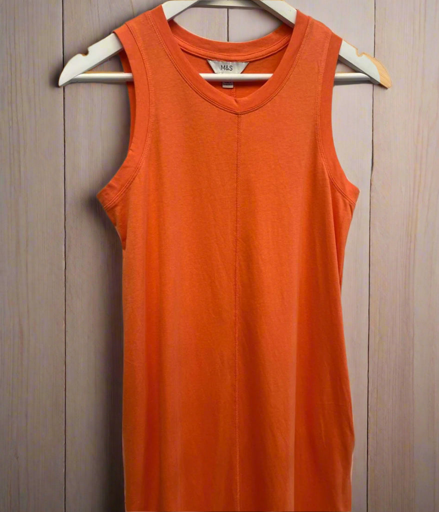 Orange Column Cotton Midi Dress – Highstreet Outlet UK