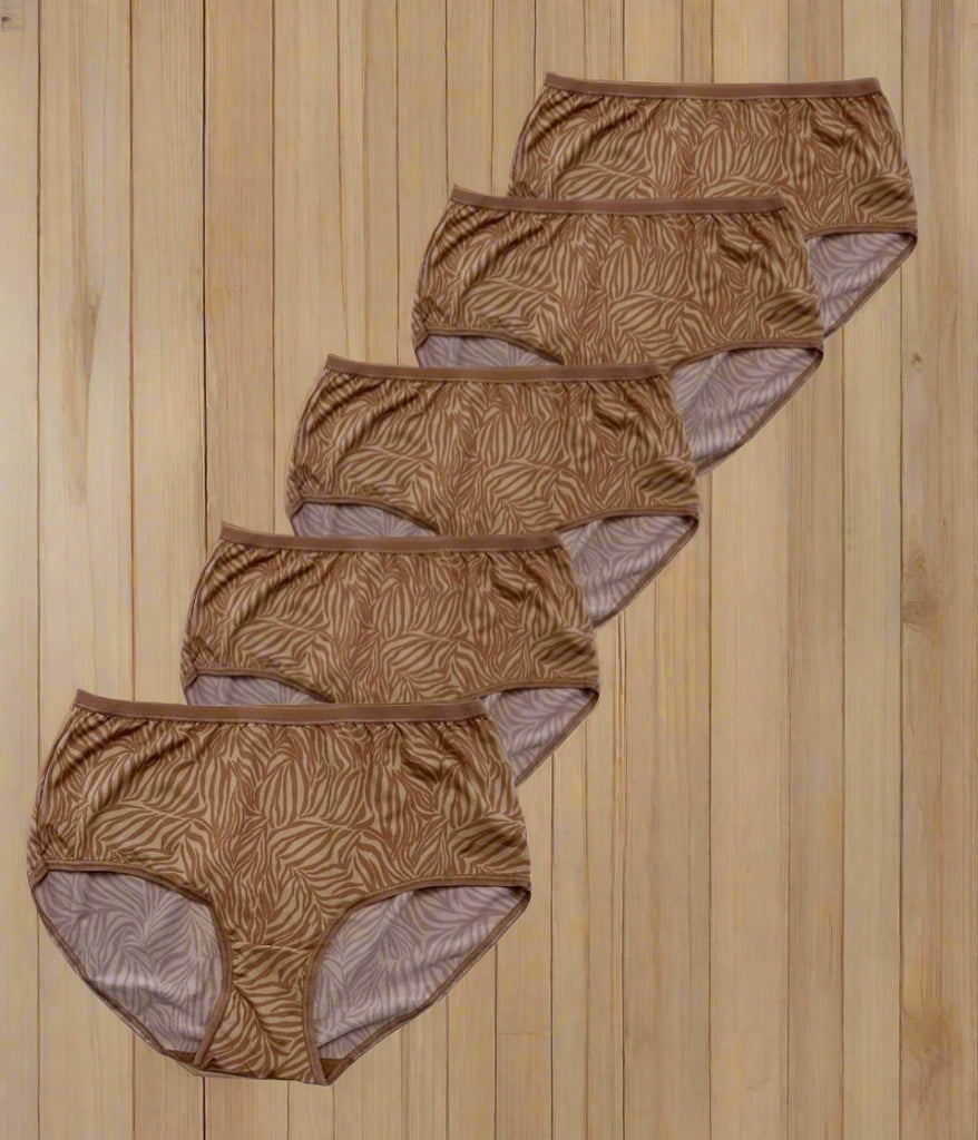 Tan 5 Pack Zebra Print Full Briefs – Highstreet Outlet UK