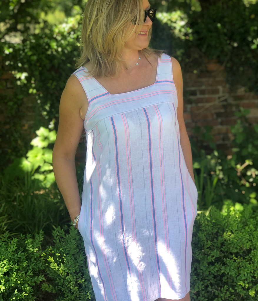 White Striped Linen Blend Dress – Highstreet Outlet UK